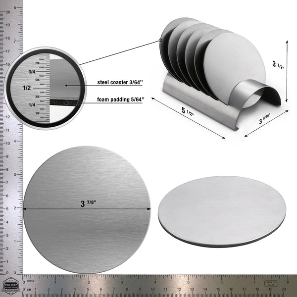 Pro Chef Kitchen Tools Stainless Steel Drink Coaster Set - Prevent ...