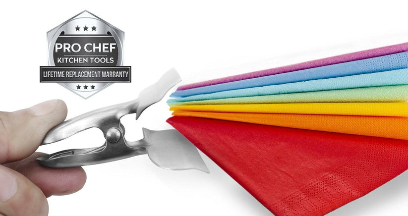 Pro Chef Kitchen Tools Stainless Steel Chip Bag Clip - Set of 6 Heavy